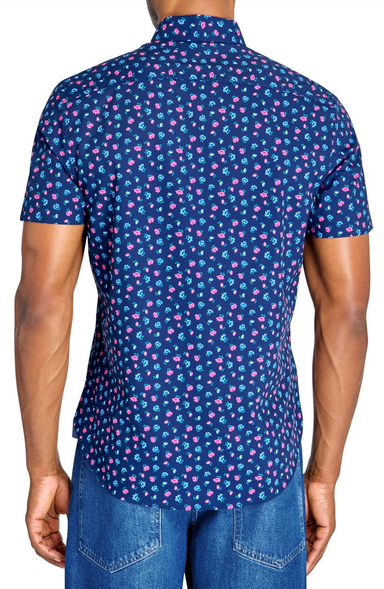 CONSTRUCT Floral Slim Fit Short Sleeve Stretch Button-Down Shirt ...