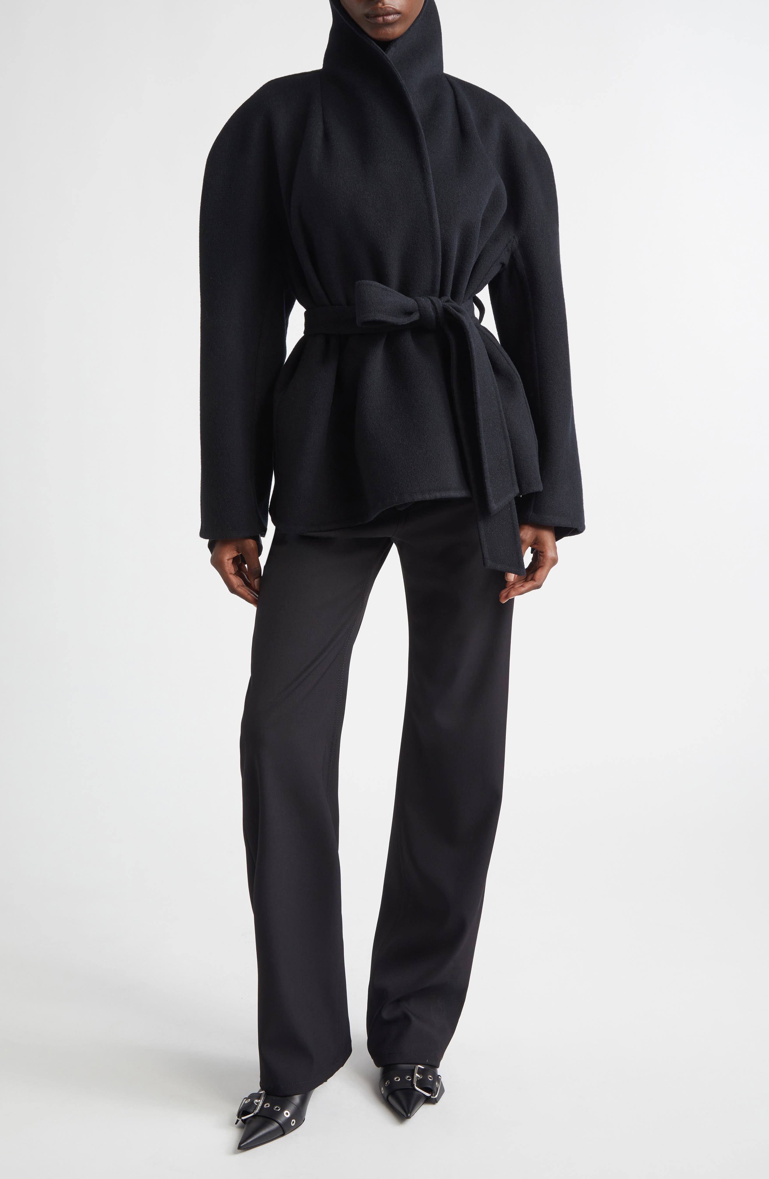 Balenciaga Short Double Face Wool Wrap Coat | Nordstrom