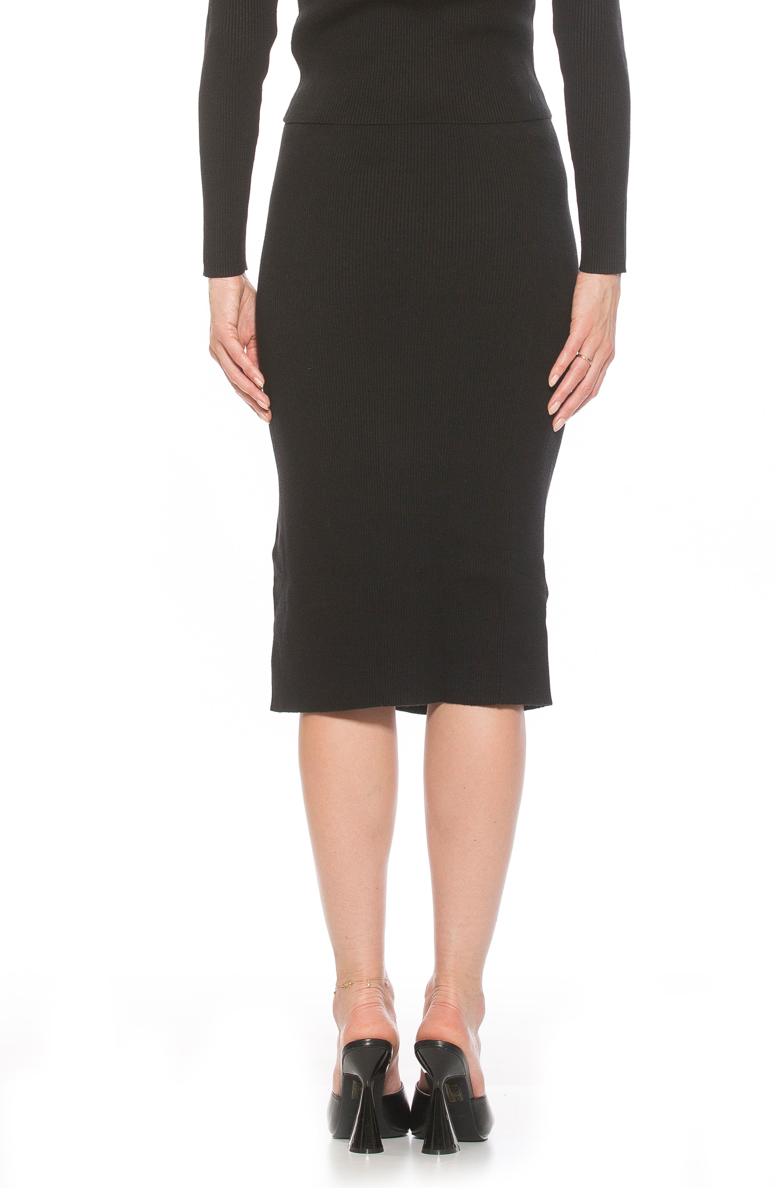 Alexia Admor Olivia Button Slit Ribbed Midi Skirt | Nordstromrack