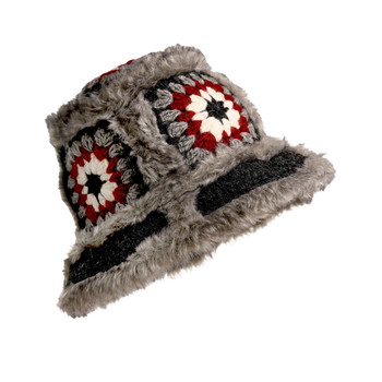 Nirvanna Designs Crochet Sun Hat With Fur Piping | Nordstrom