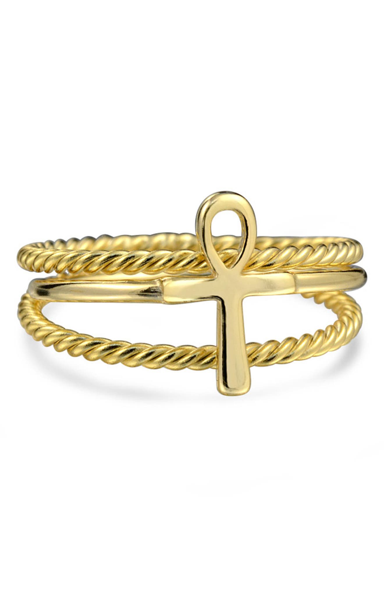 BLING JEWELRY Gold Plated Sterling Silver Cross Ring | Nordstromrack