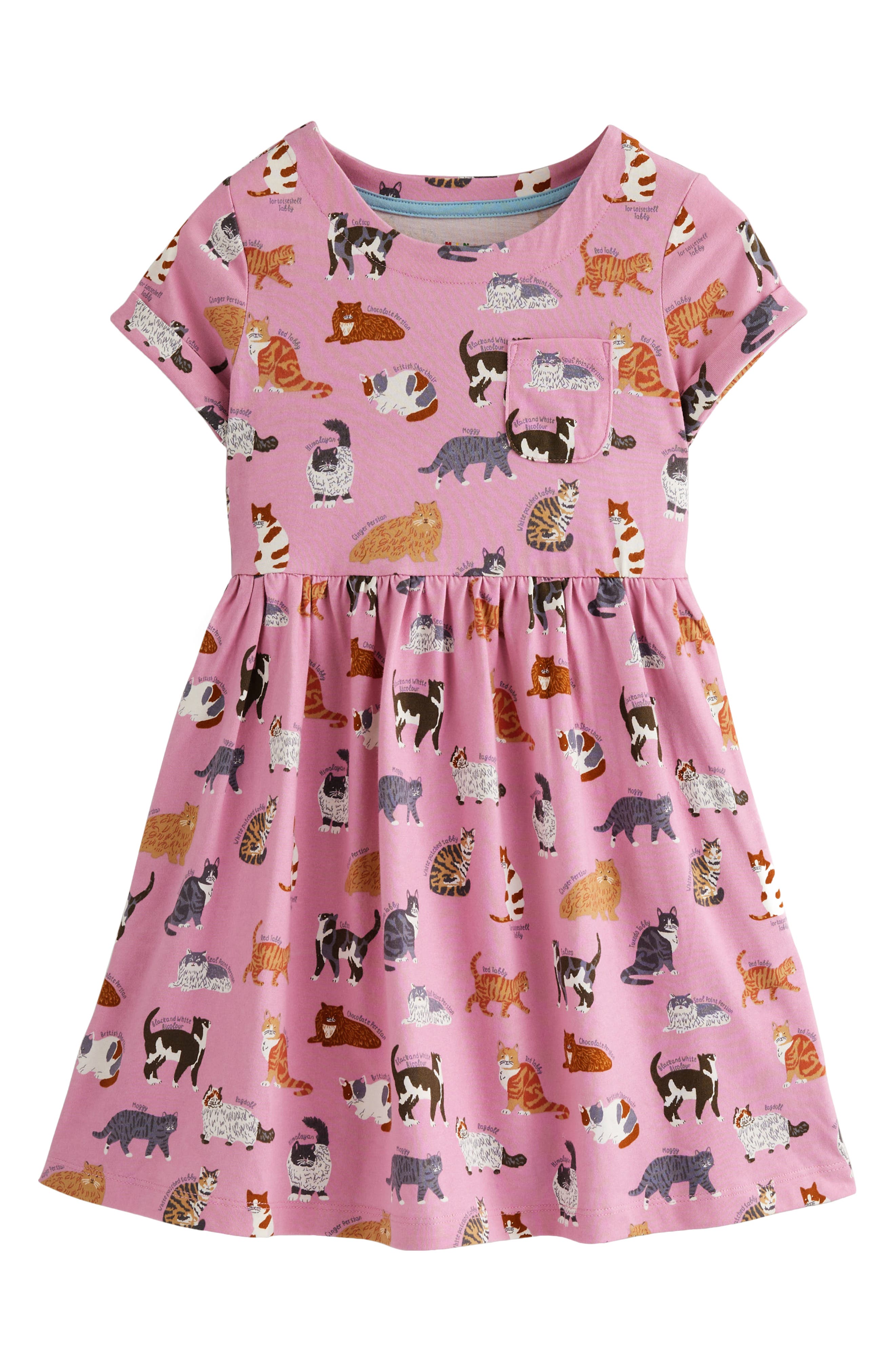 Mini Boden Kids' Cat Print Cotton Dress | Nordstromrack