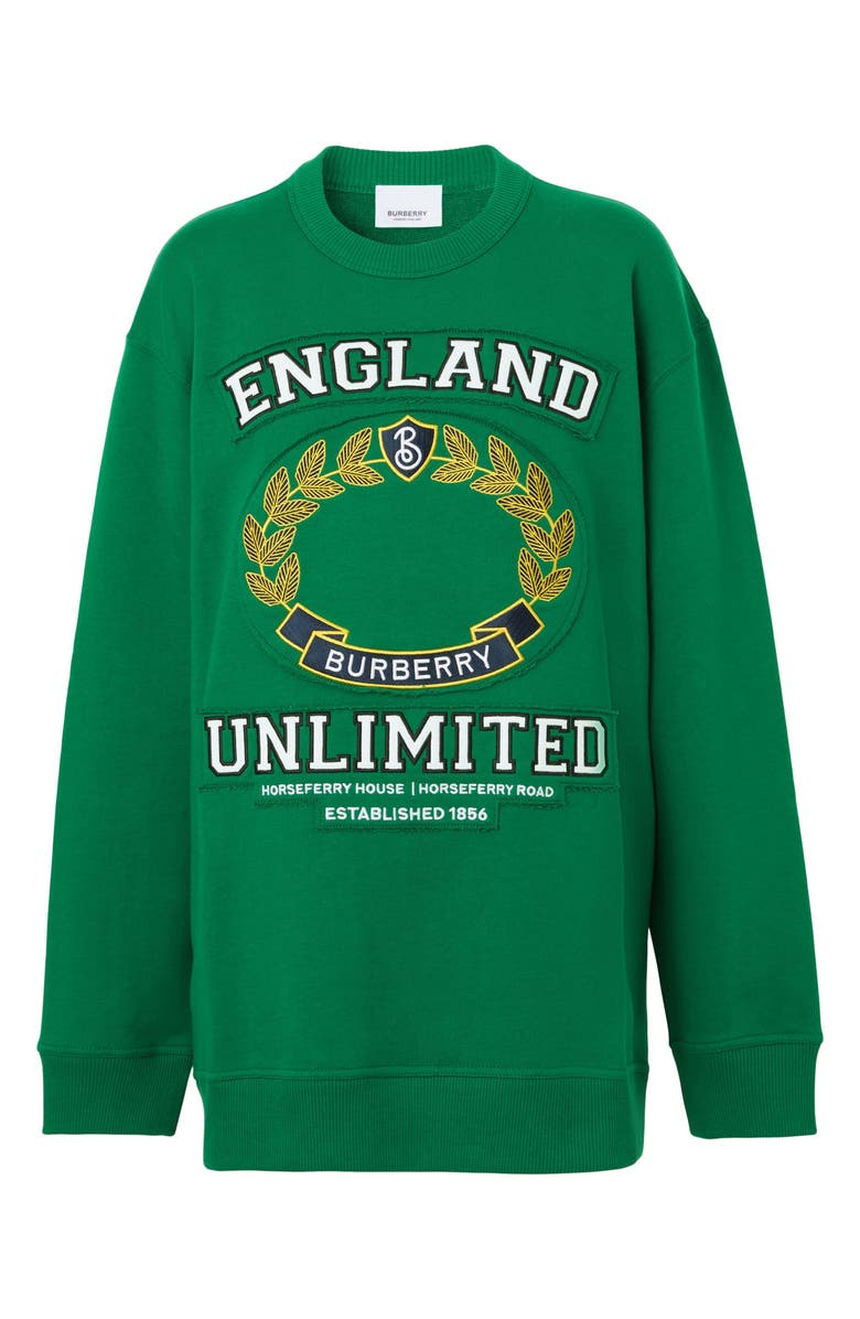 Burberry Harper Oversize Embroidered Logo Crest Sweatshirt | Nordstromrack
