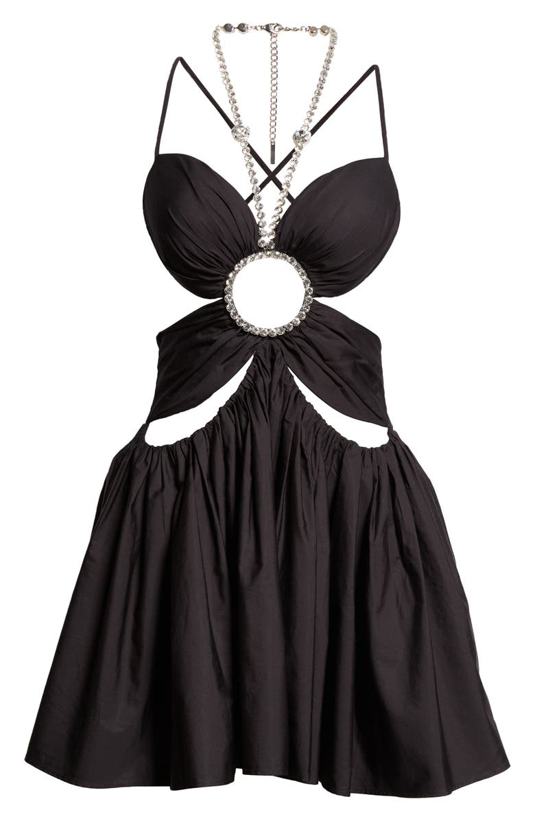 Area Gathered Butterfly Crystal Detail Cotton Poplin Minidress ...