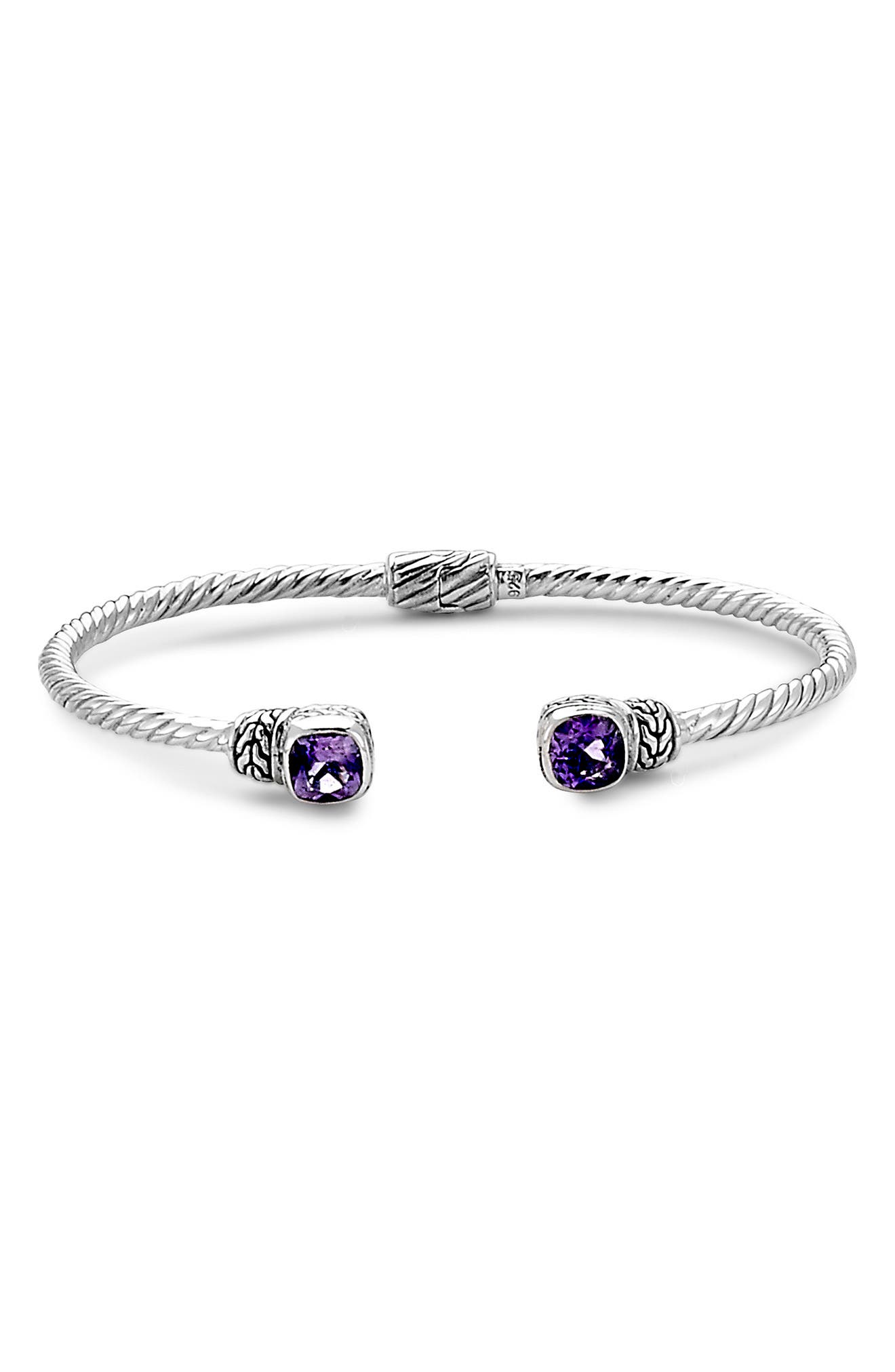 SAMUEL B. Sterling Silver Cushion Amethyst Bangle Bracelet | Nordstromrack