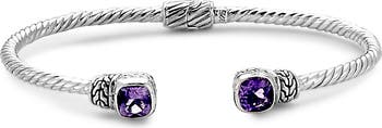SAMUEL B. Sterling Silver Cushion Amethyst Bangle Bracelet | Nordstromrack