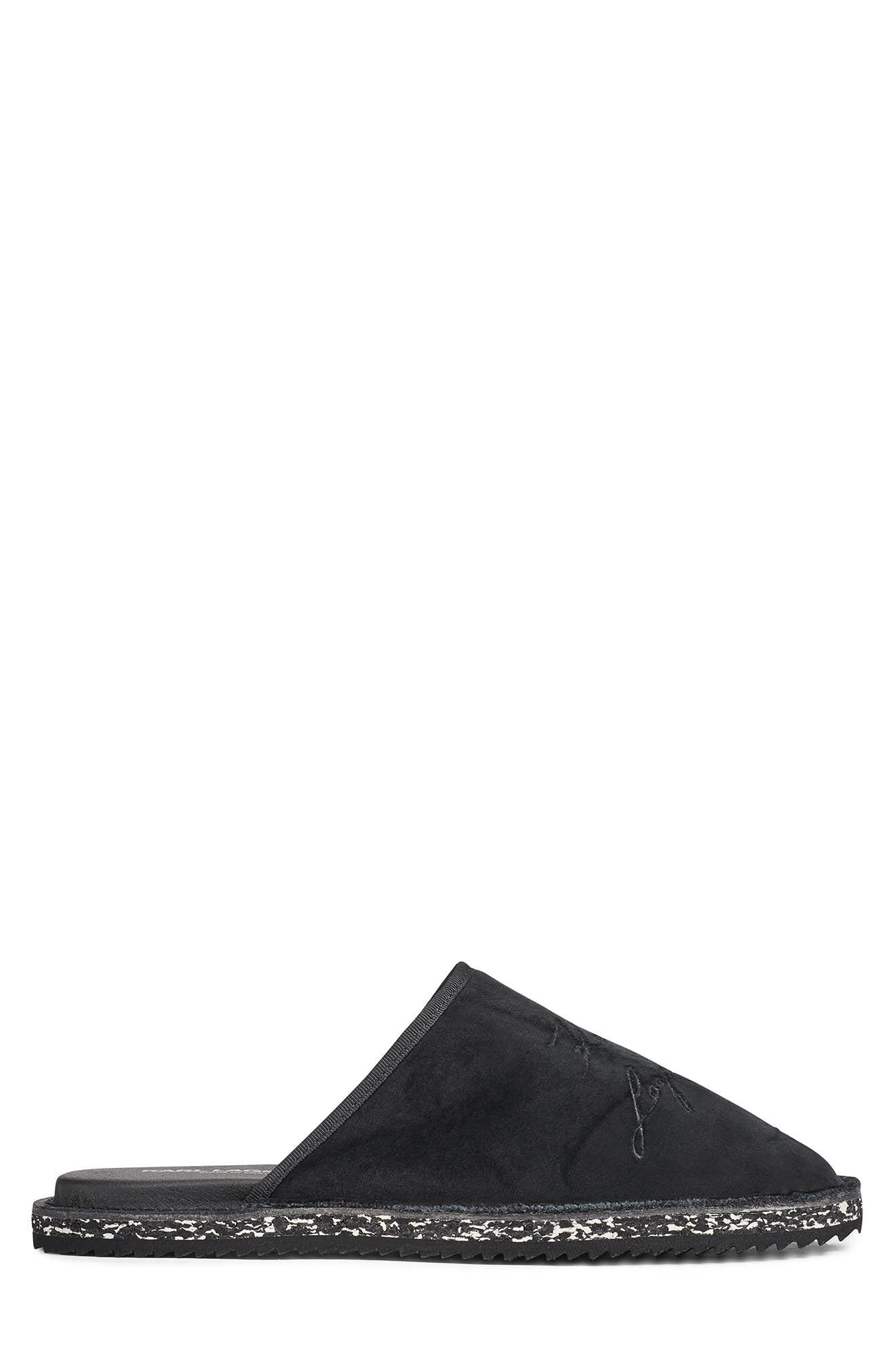 KARL LAGERFELD PARIS Embroidered Logo Velvet Slipper (Men) | Nordstromrack