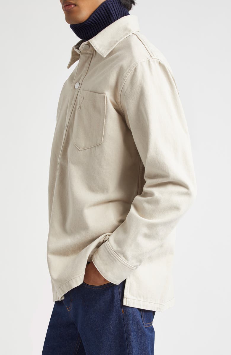 AMI PARIS Ami De Coeur Cotton Twill Overshirt | Nordstrom