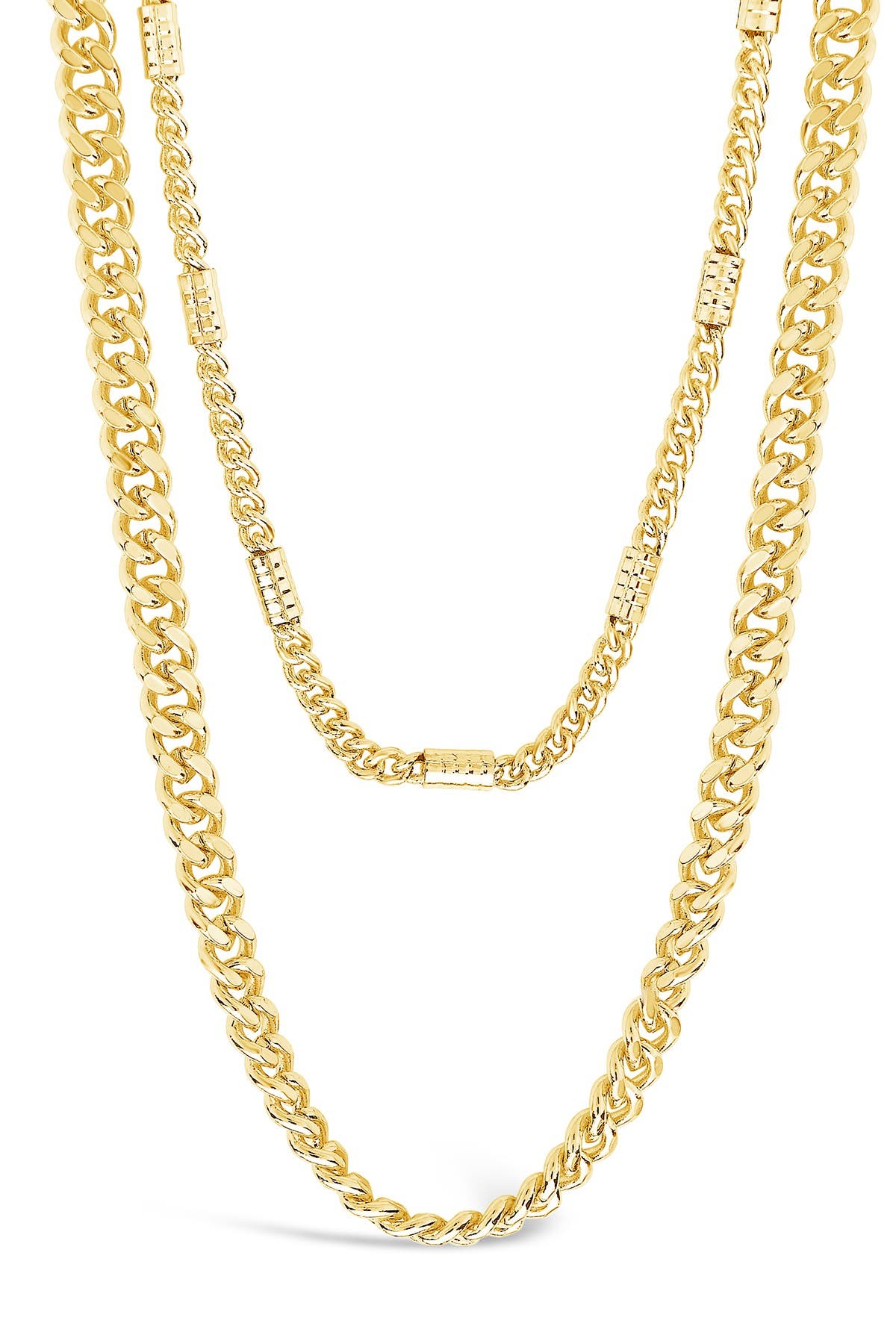 Sterling Forever 14K Gold Plated Curb & Station Layered Chain Necklace ...