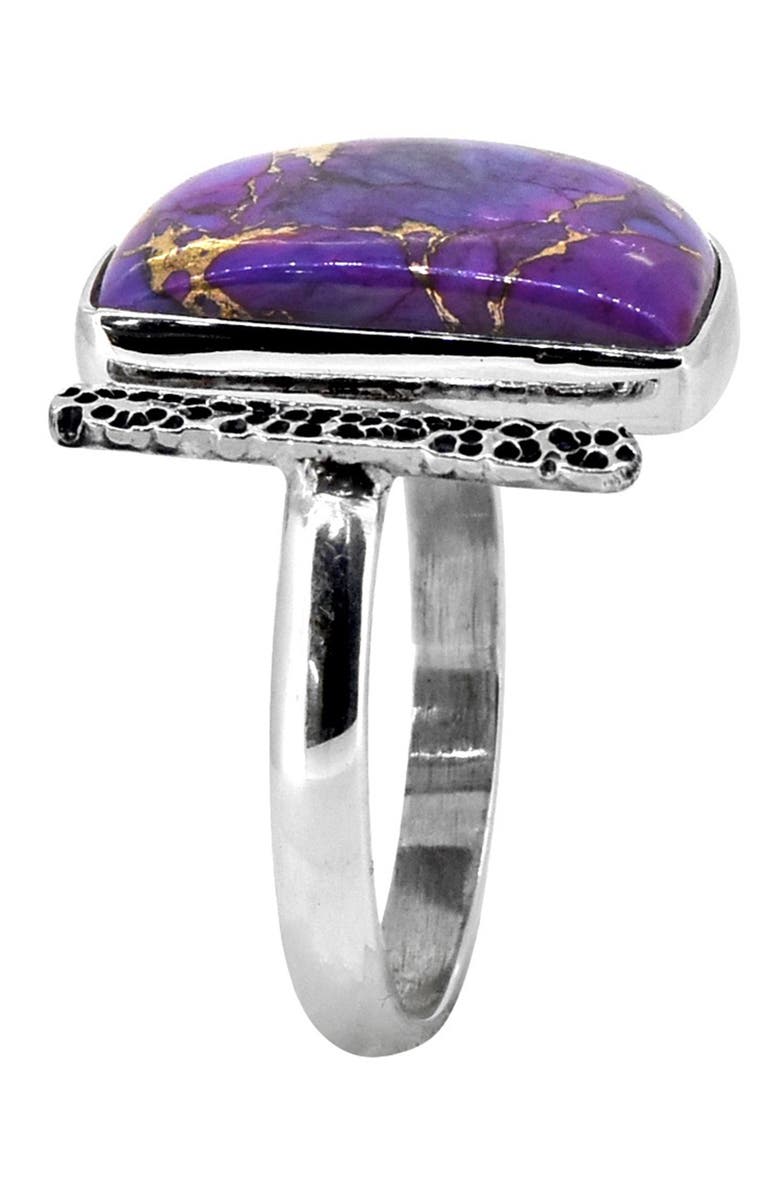 NITYA Purple Copper Turquoise Hammered Bar Sterling Silver Ring ...