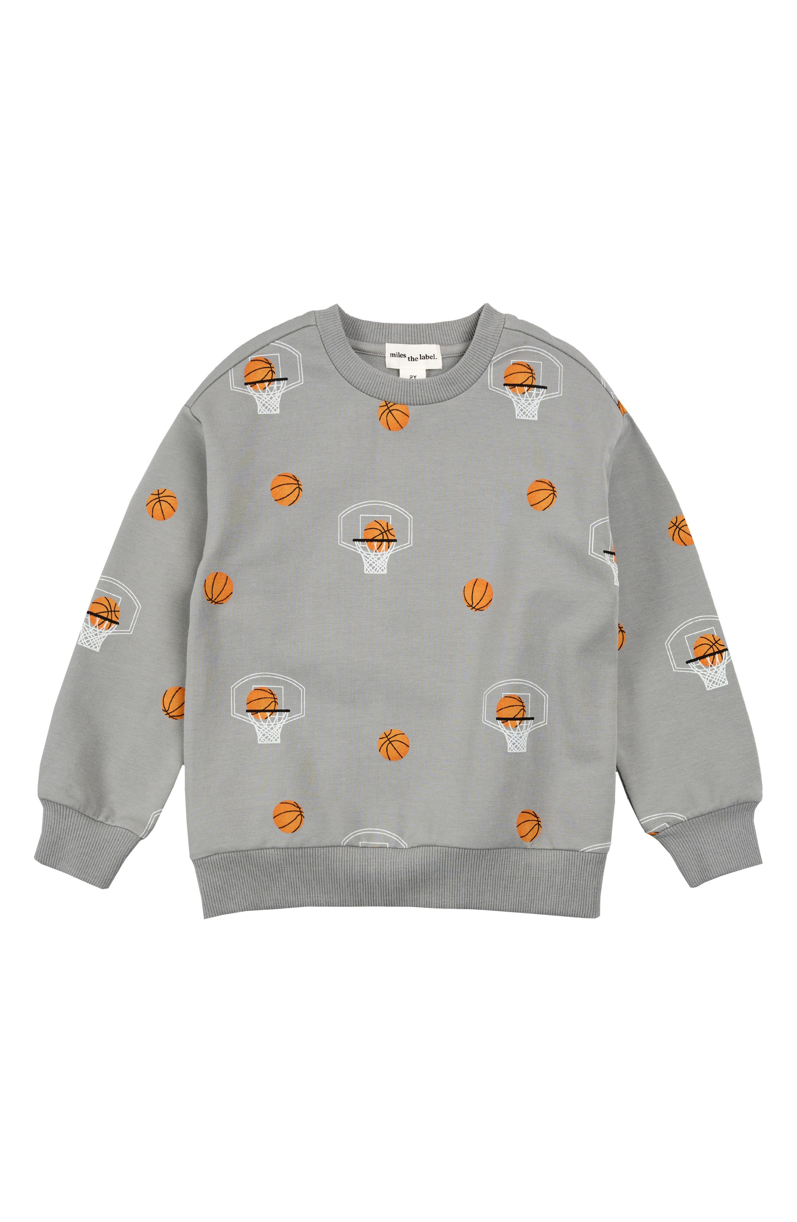 MILES THE LABEL Kids' Basketball Print French Terry Sweatshirt ...