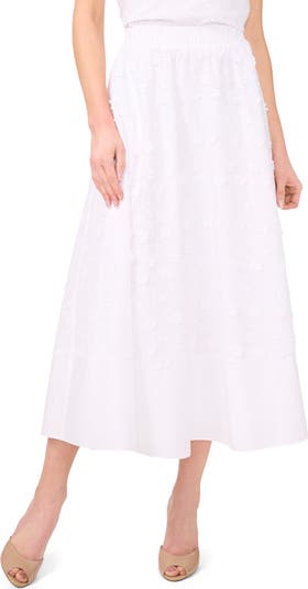 CeCe Floral Appliqué Cotton Midi Skirt | Nordstromrack