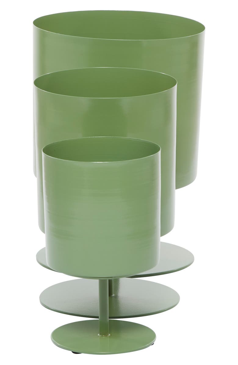 GINGER BIRCH STUDIO Green Metal Modern Planter - Set of 3 | Nordstromrack