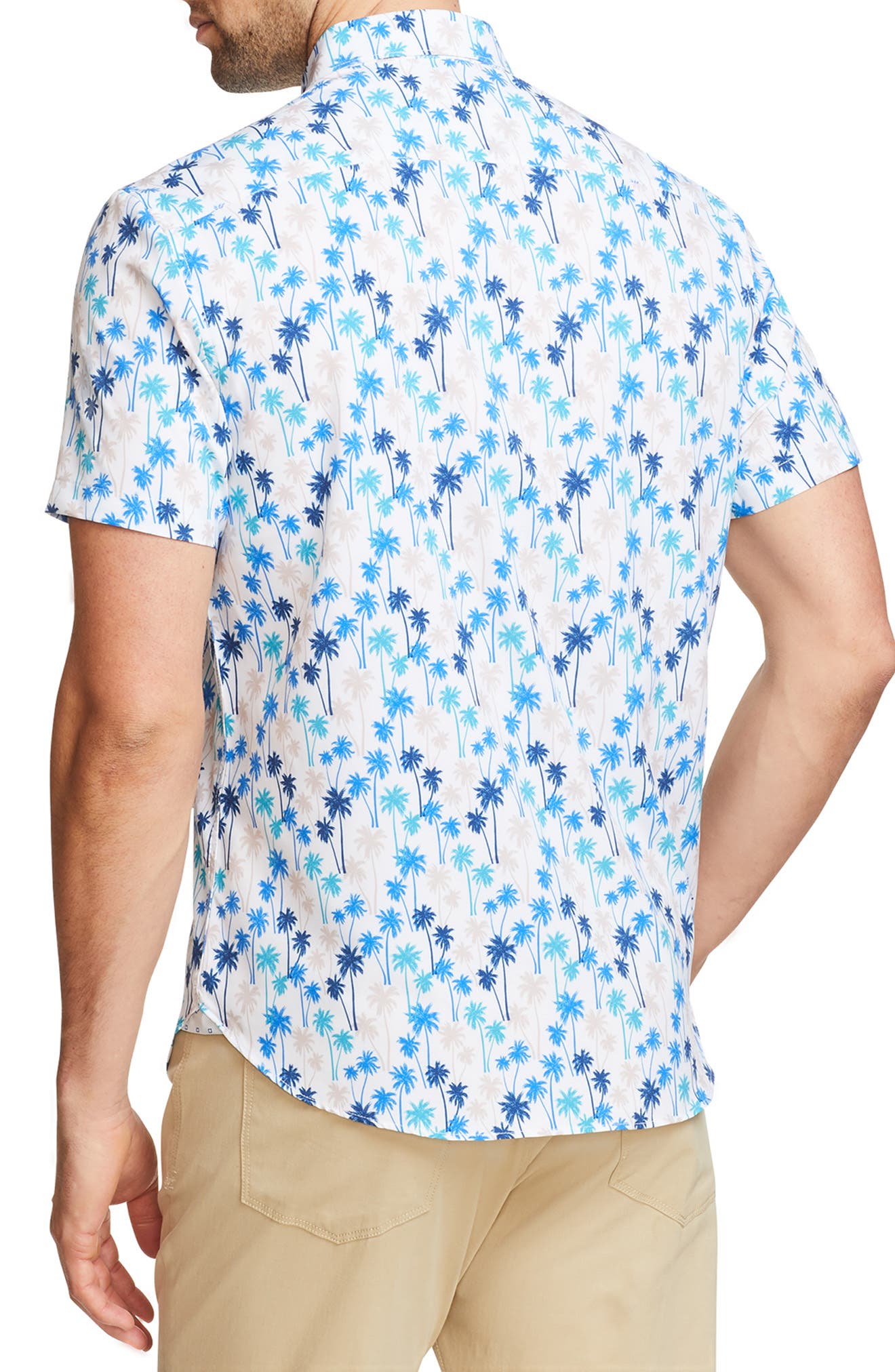 CONSTRUCT Palm Print Short Sleeve Slim Fit Performance Shirt ...