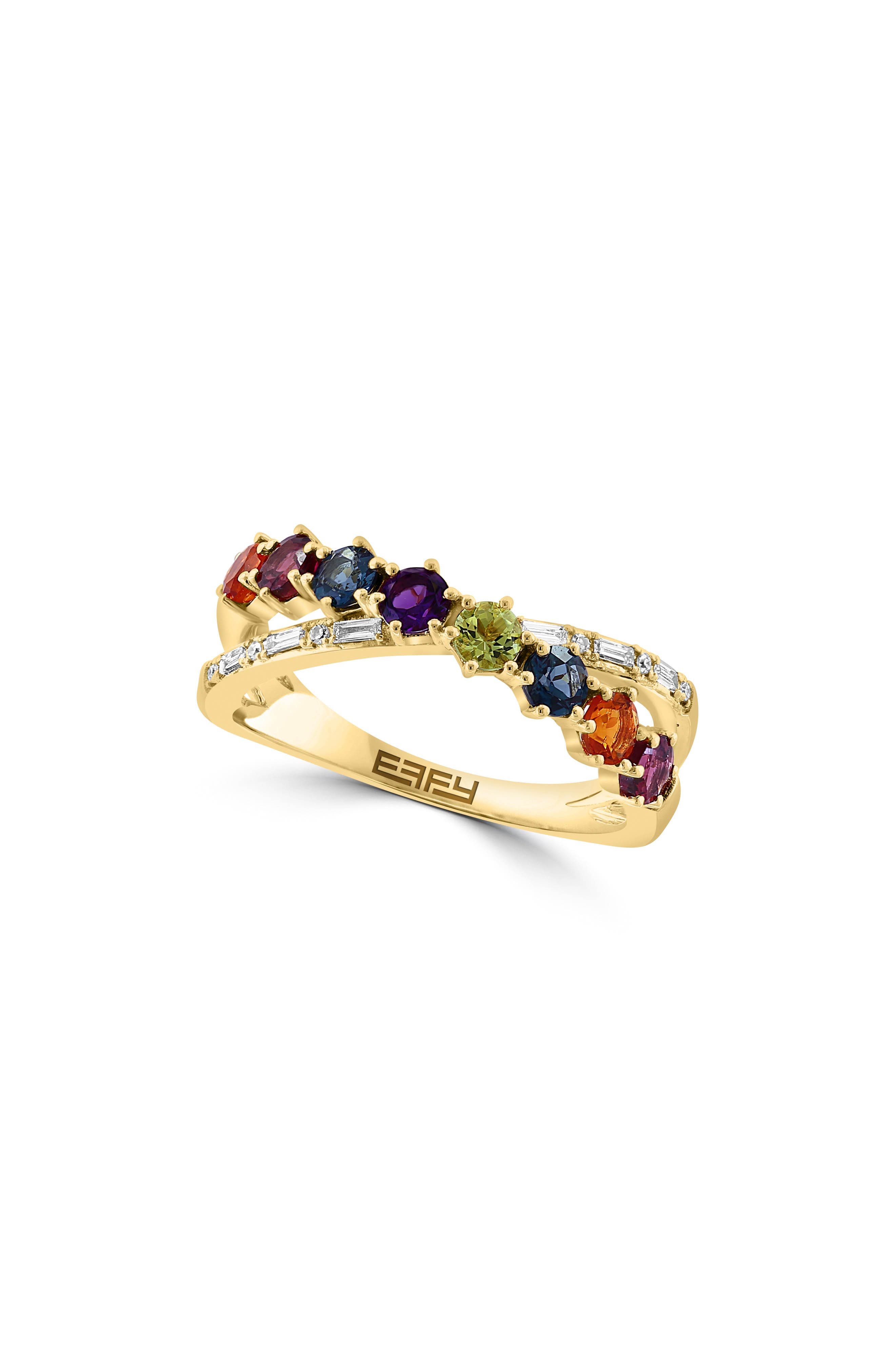 EFFY 14K Yellow Gold Semiprecious Stone & Diamond Crossover Ring - 0 ...