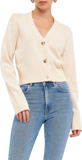 Endless Rose Embellished Heart Button Cardigan | Nordstrom
