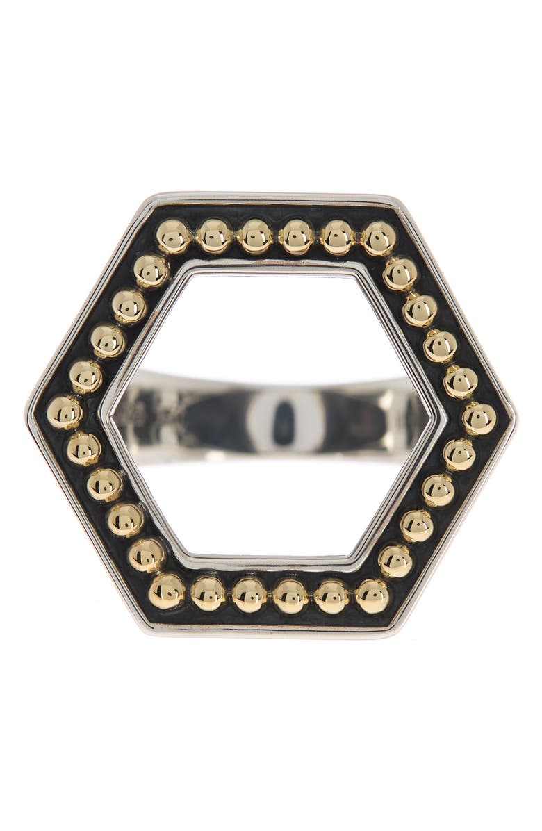 LAGOS Caviar Bead 18K Gold & Sterling Silver Open Hexagon Statement ...