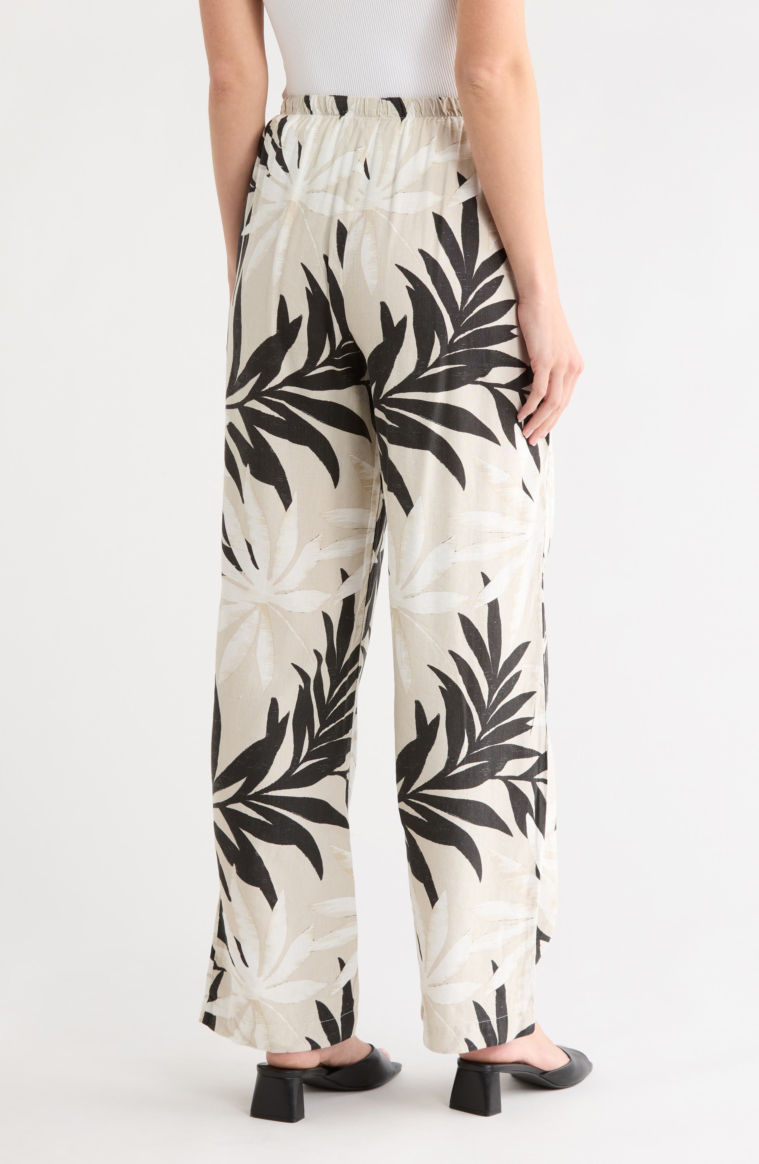Joie Palm Print Linen Blend Wide Leg Pants | Nordstromrack