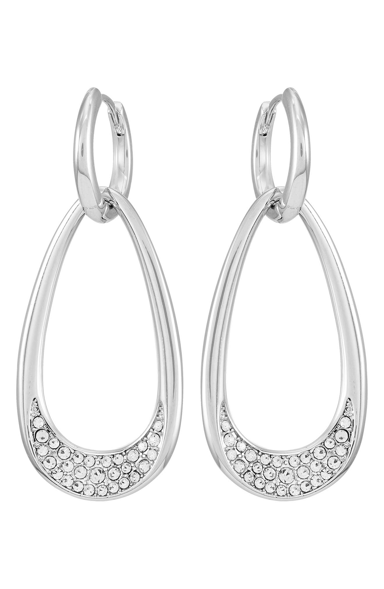 Pavé Crystal Drop Huggie Hoop Earrings (Women) | Nordstromrack