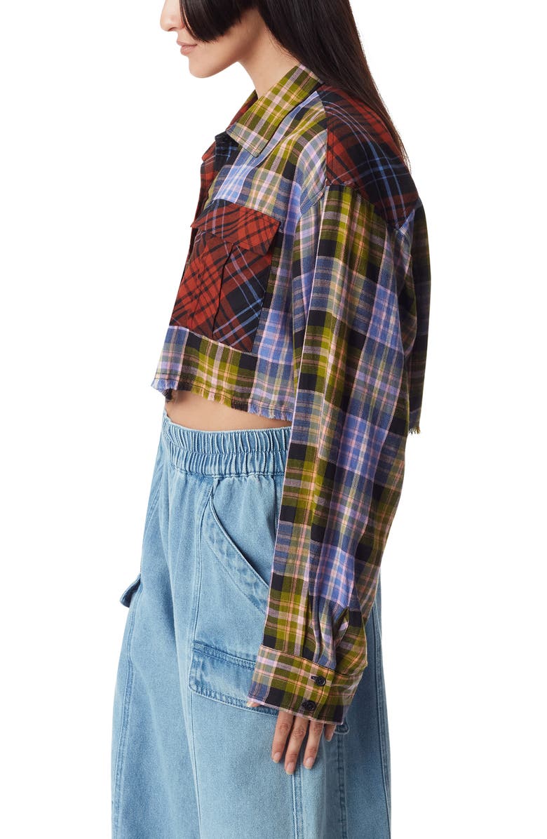 Circus NY by Sam Edelman Aliya Mixed Plaid Crop Cotton Button-Up Shirt ...