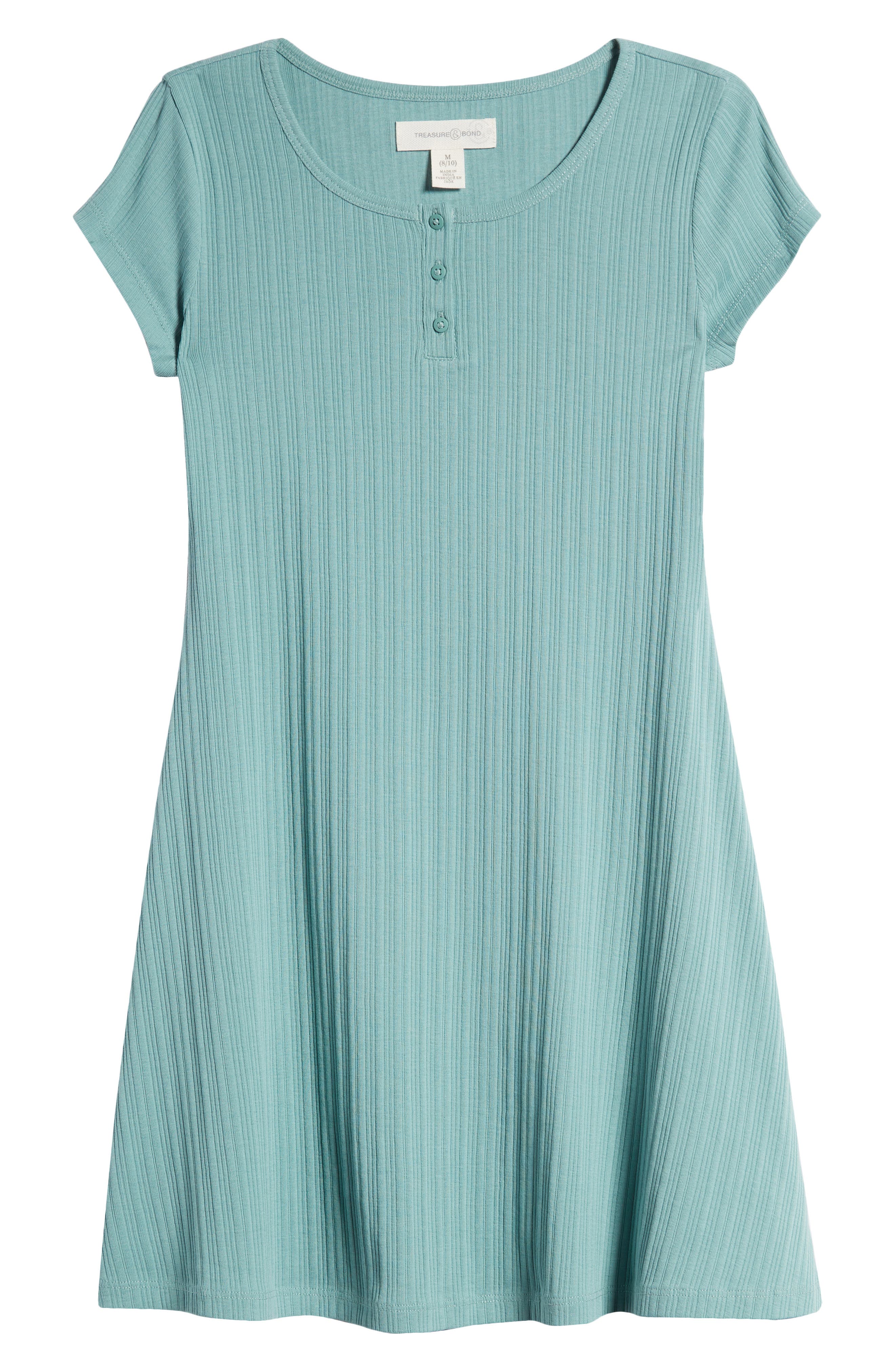 Treasure & Bond Kids' Rib Organic Cotton Henley Dress | Nordstromrack