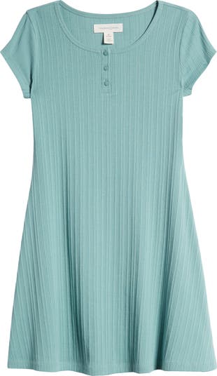 Treasure & Bond Kids' Rib Organic Cotton Henley Dress | Nordstromrack