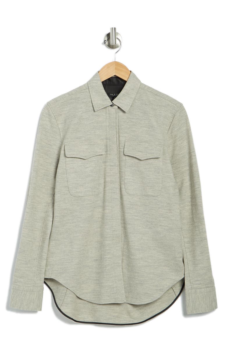 rag & bone Luisa Long Sleeve Front Pocket Wool Blouse | Nordstromrack