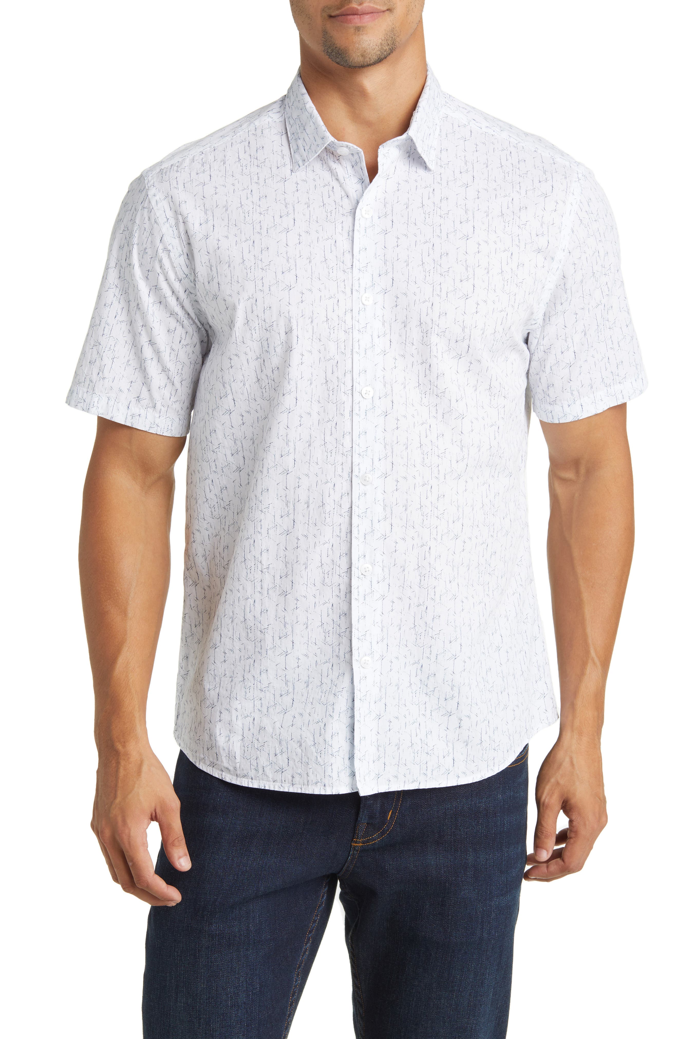 Bozeman Scratch Print Short Sleeve Button-Up Shirt (Men) | Nordstromrack
