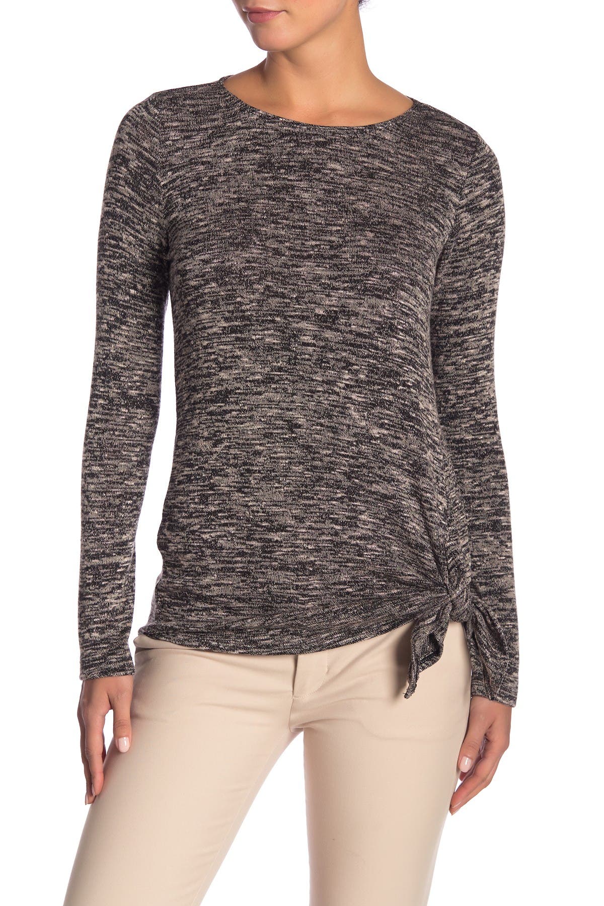 MAX STUDIO Space Dye Tie Hem Sweater | Nordstromrack