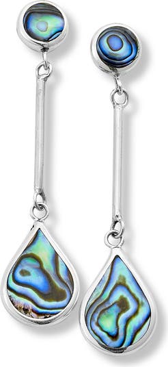 SAMUEL B. Sterling Silver Abalone Pear Shape Wire Drop Earrings ...