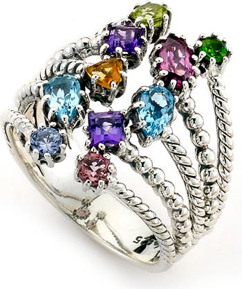 SAMUEL B. Sterling Silver Multi Row Gemstone Ring | Nordstromrack