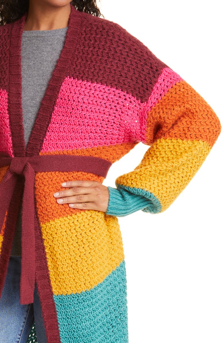 FARM Rio Multicolored Stripe Longline Cardigan | Nordstrom