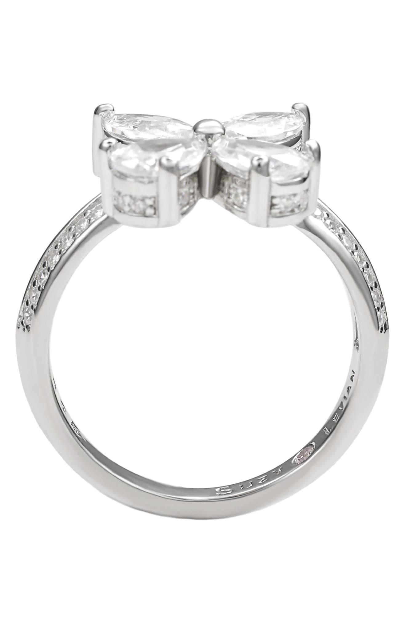 SUZY LEVIAN Sterling Silver & CZ White Butterfly Ring | Nordstromrack