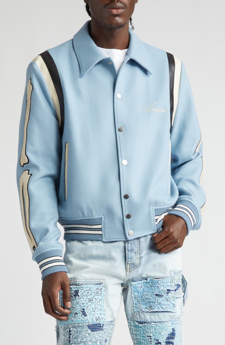 AMIRI Bones Wool Blend Varsity Jacket | Nordstromrack