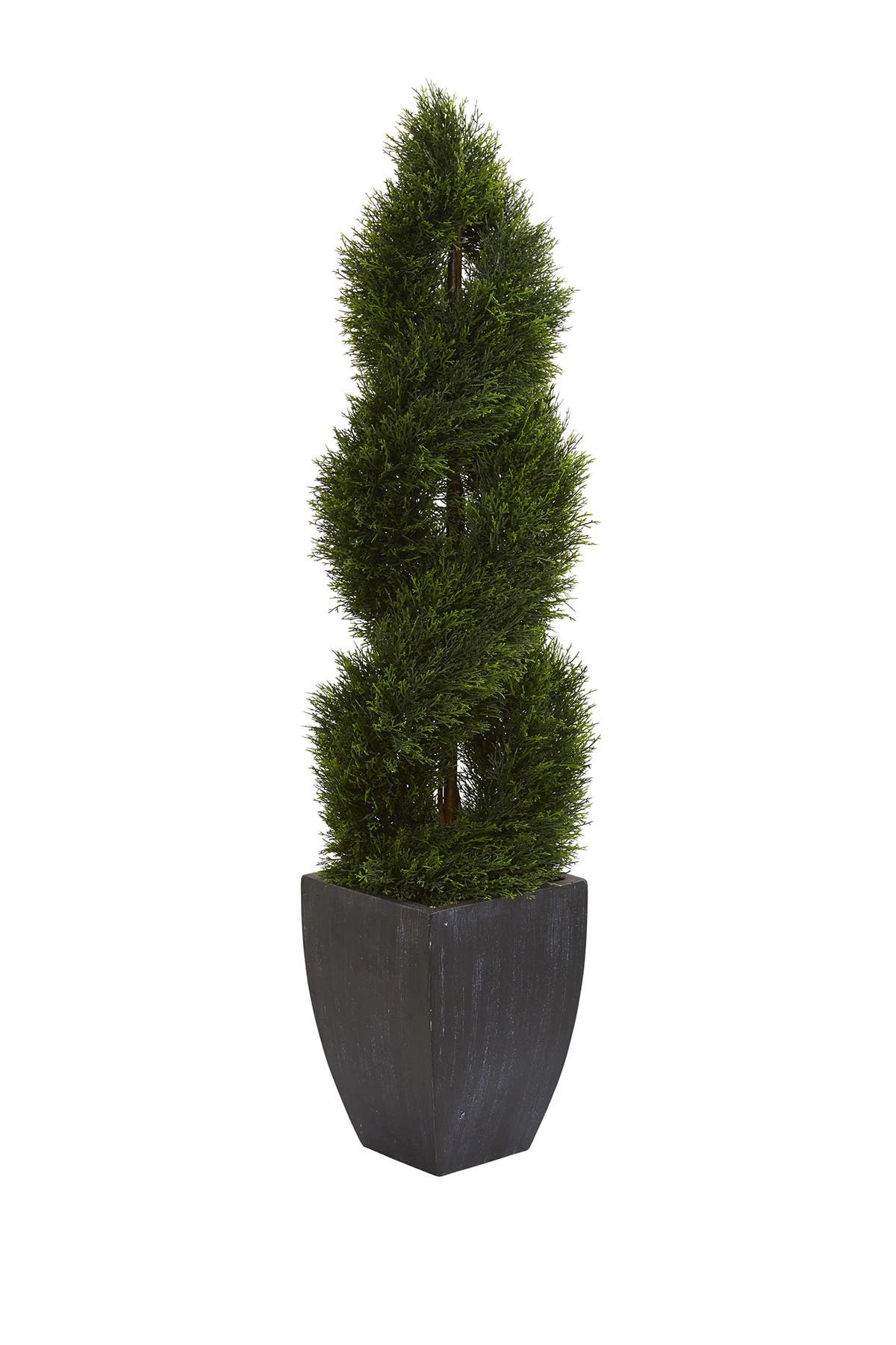 Green 5ft. Double Pond Cypress Spiral Topiary Artificial Tree in Black ...