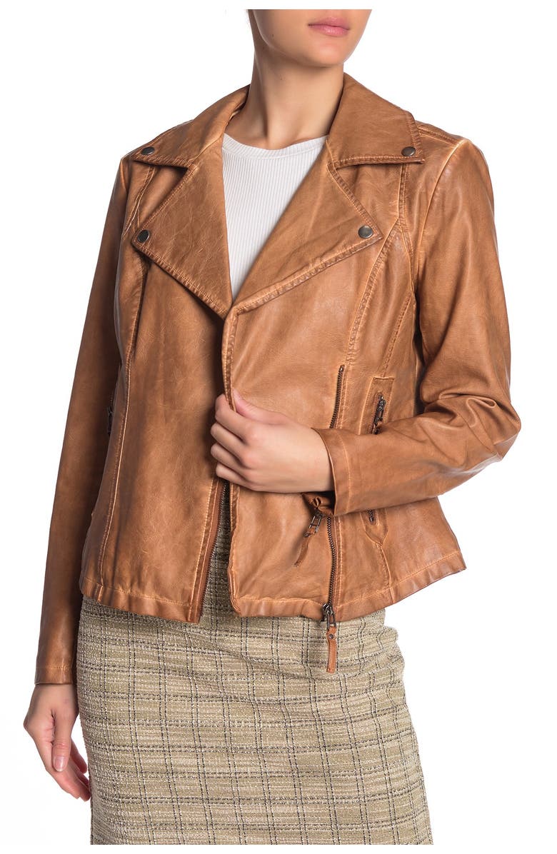 MAX STUDIO MAXSTUDIO Washed Faux Leather Moto Jacket | Nordstromrack
