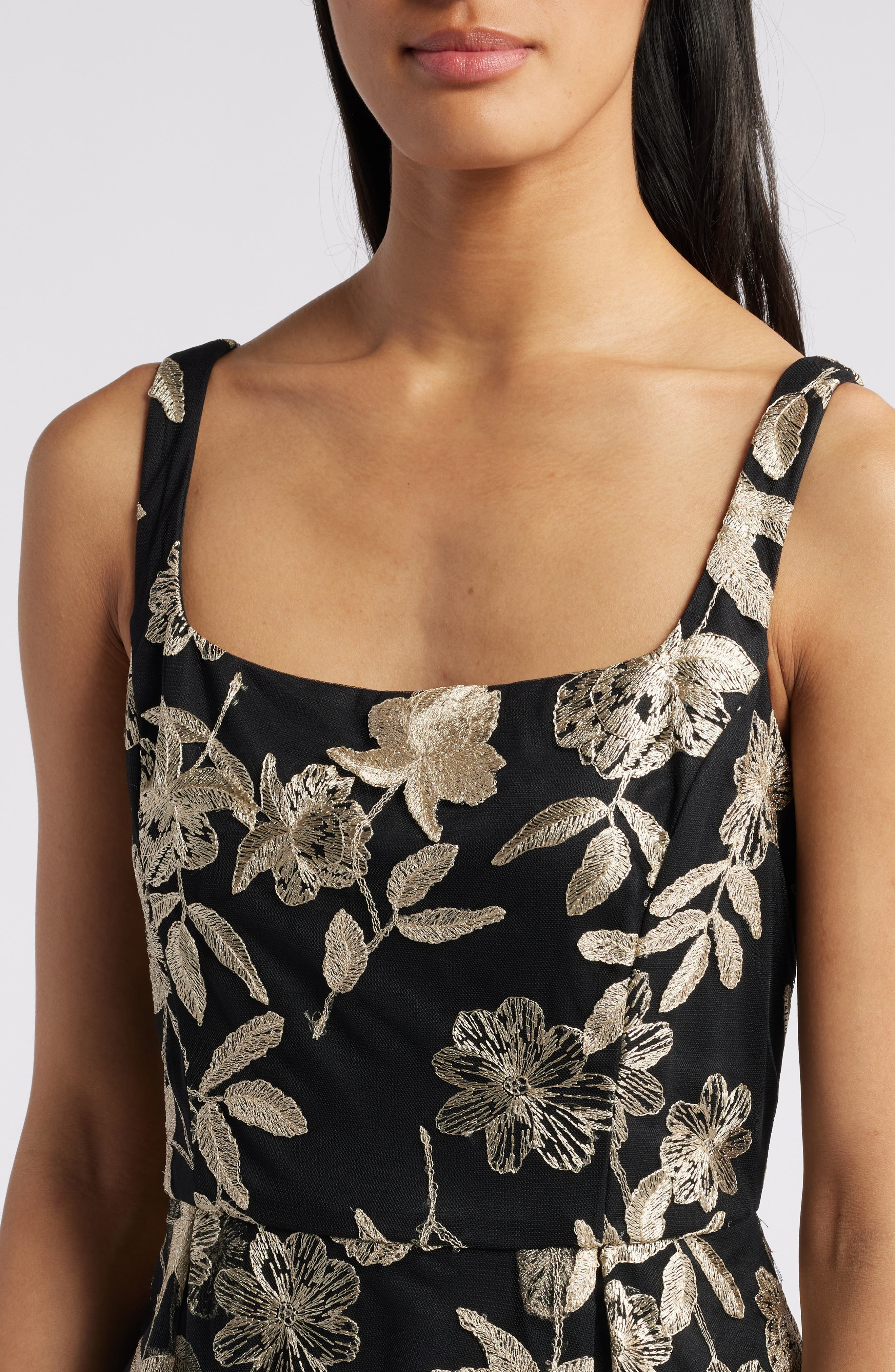 Julia Jordan Floral Embroidered Sleeveless Midi Dress | Nordstrom