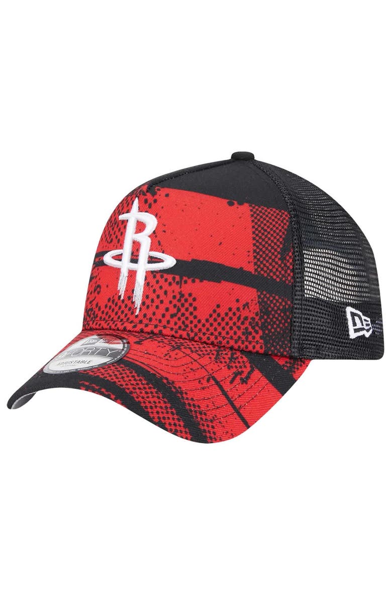 New Era Men's New Era Black/Red Houston Rockets Tip Off A-Frame Trucker ...