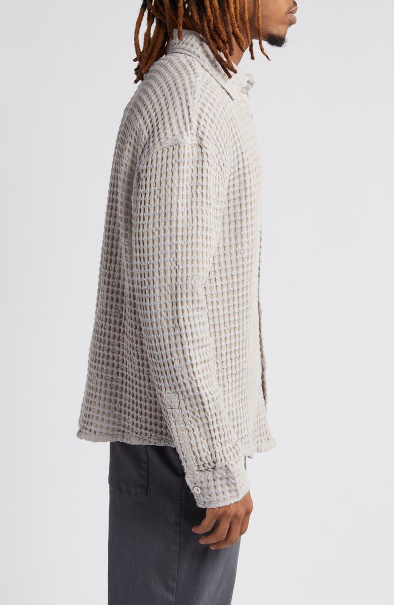 KROST Linas Oversize Waffle Texture Cotton & Linen Button-Up Shirt ...