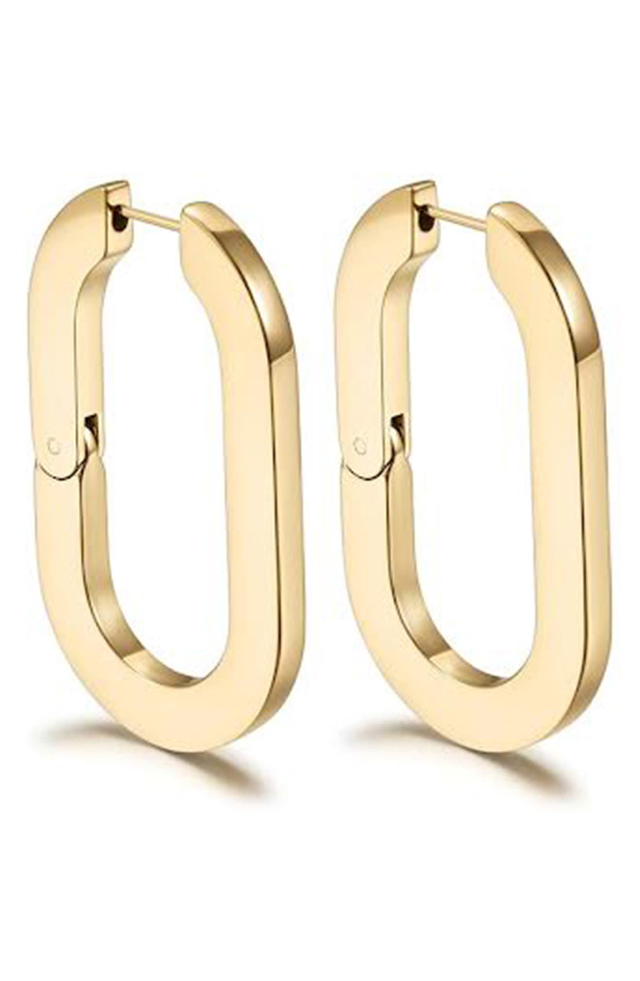 Jane Basch Designs Flat Oval Hinge Hoop Earrings | Nordstrom