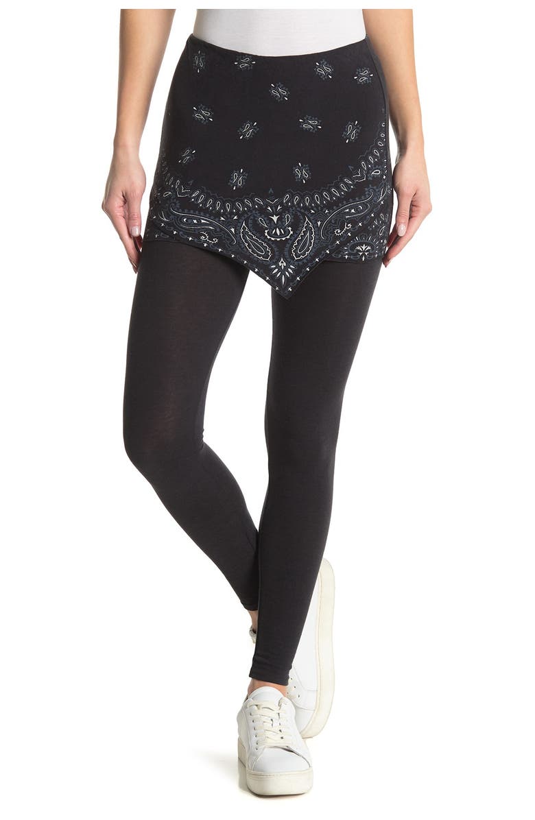 AllSaints Raffi Bandana Skirt Overlay Leggings | Nordstromrack