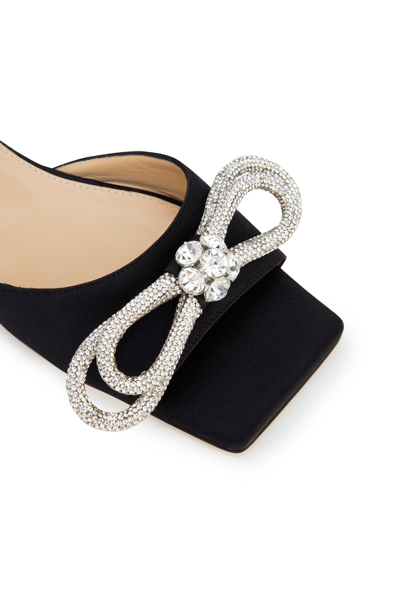 Mach & Mach Double Crystal Bow Square Toe Slide Sandal (Women ...