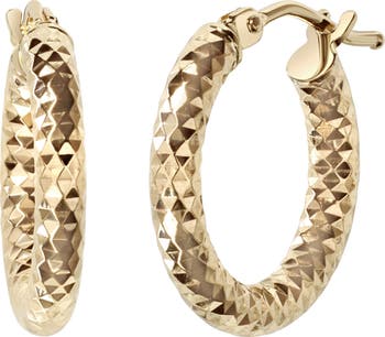 Bony Levy 14K Gold Oval Diamond Cut Hoop Earrings | Nordstromrack