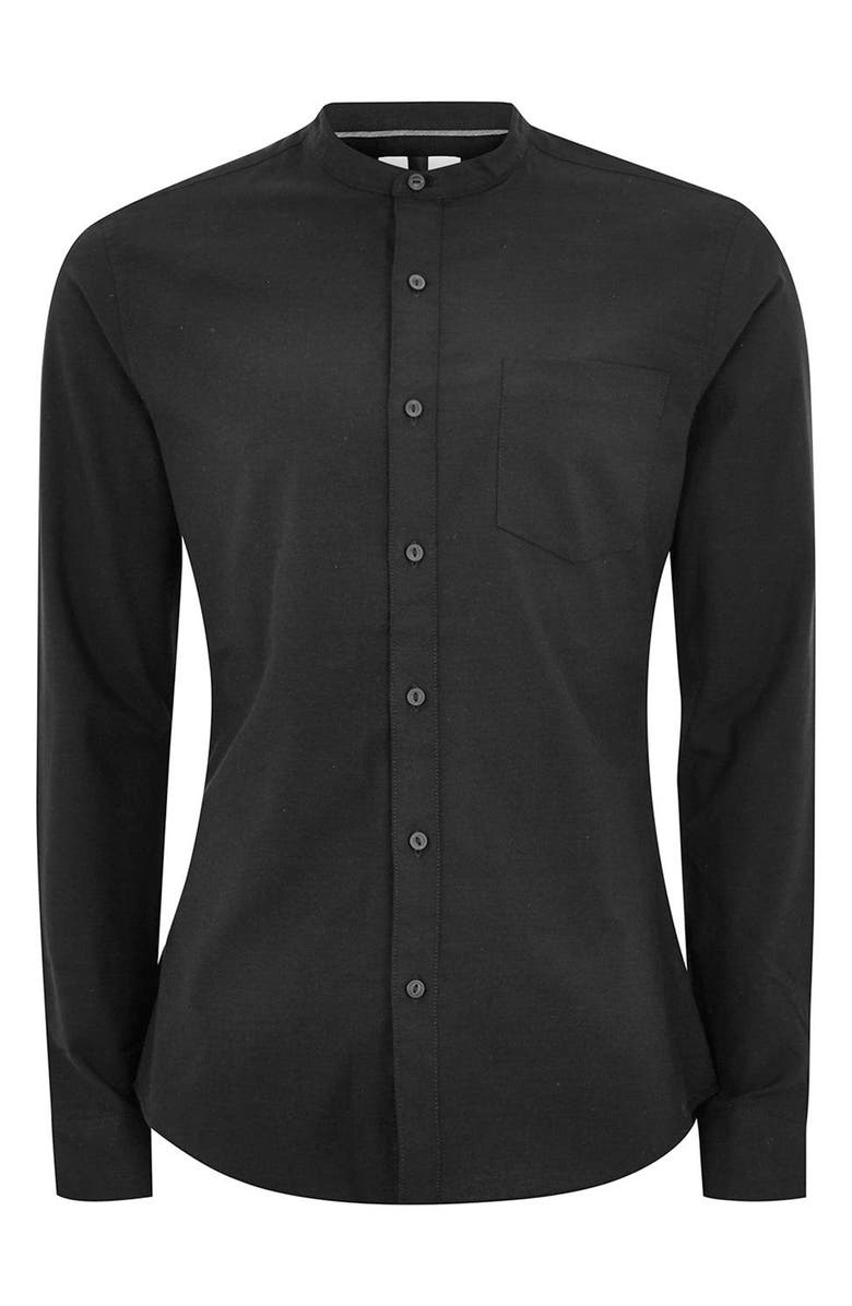 Topman Muscle Fit Stretch Oxford Band Collar Shirt | Nordstrom