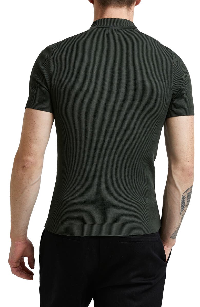 River Island Engineered Rib Zip Polo | Nordstrom