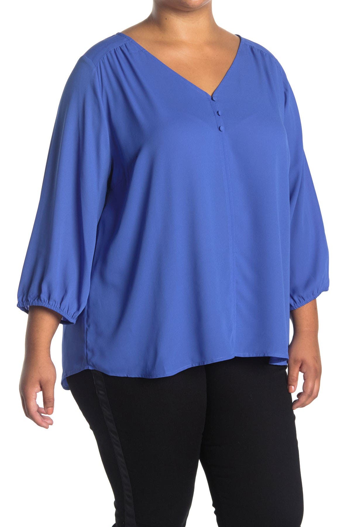 Collective Concepts 3/4 Sleeve V-Neck Woven Top | Nordstromrack