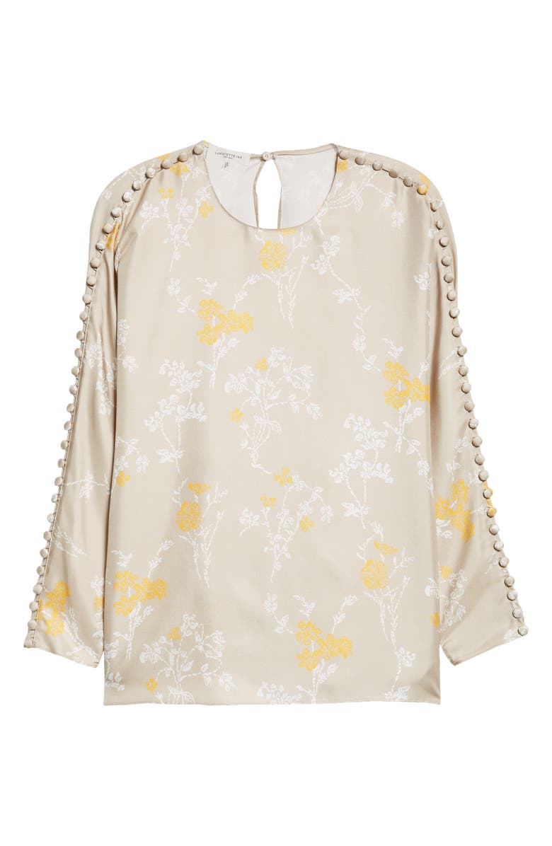 Lafayette 148 New York Floral Print Button Sleeve Silk Top | Nordstromrack