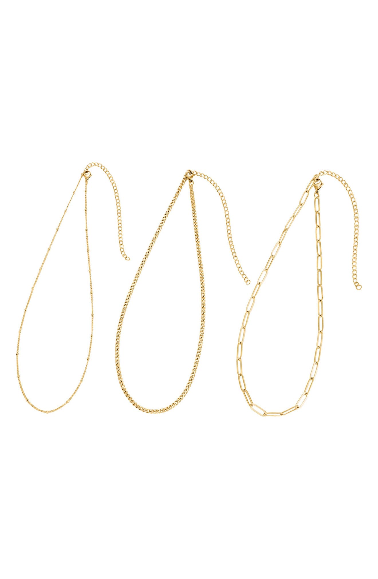 Adornia Tarnish Resistant Set of 3 Assorted Chain Necklaces | Nordstromrack