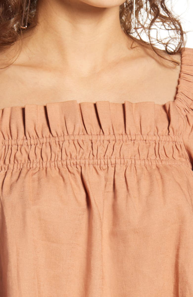 Open Edit Long Sleeve Linen Blend Blouse | Nordstromrack