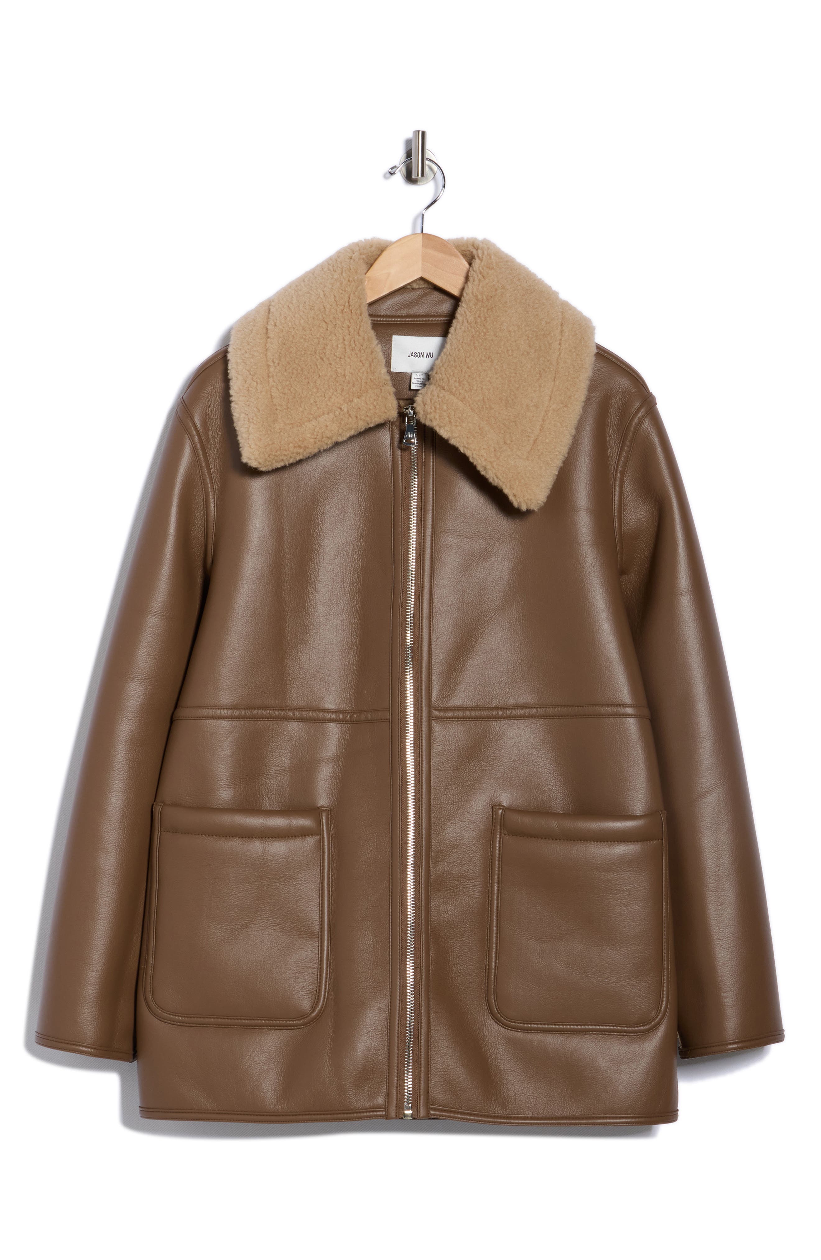 JASON WU Faux Shearling Collar Faux Leather Coat | Nordstromrack